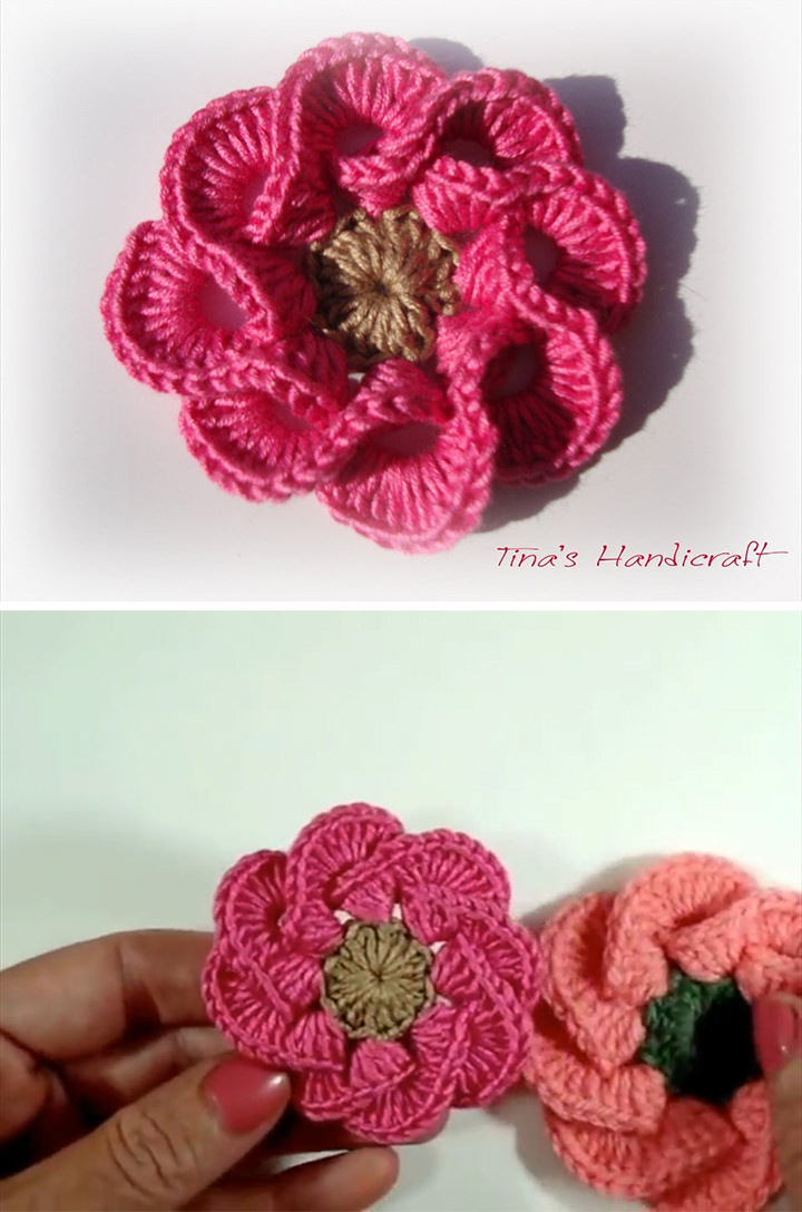 Crochet Flower 3D Tutorial | CrochetBeja