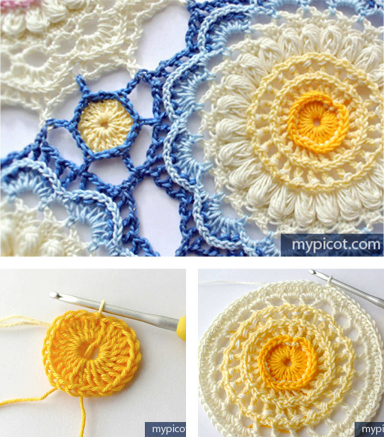 Crochet Lace Sunflower Doily Patter Tutorial