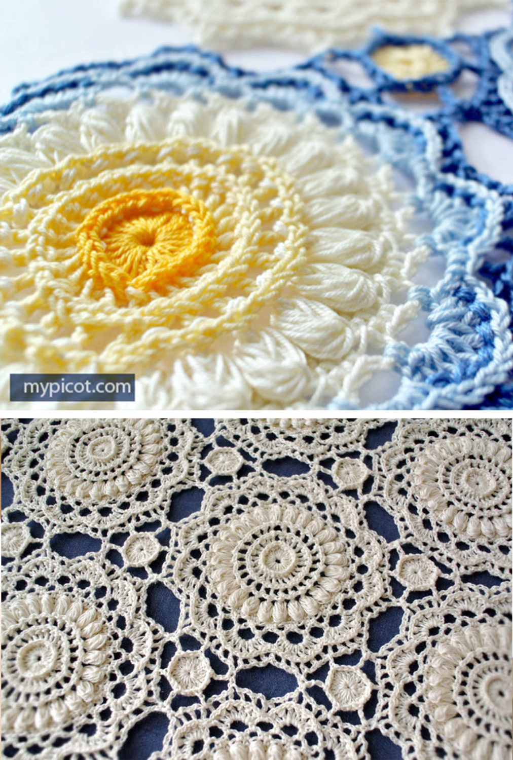 Crochet Lace Sunflower Doily Patter Tutorial