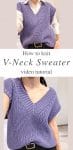 V Neck Knit Sweater Tutorial - CrochetBeja